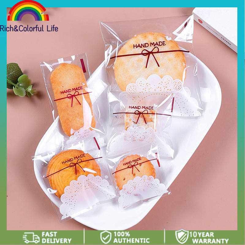 100pcs Gift Bags Lace Design Candy Cookie Plastic Pastry Bag Food ...