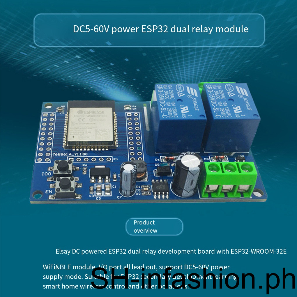 infashion> Blue ESP32-WROOM Development Board Dual WiFi Relay Module With 5V Relays Onboard 2 5V ...