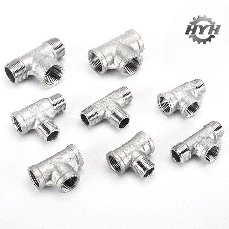 [HYH] 304 Stainless Steel Tee Joint DN6/8/10/15/20/25 Tee Outer Thread Inner Outer Threaded Tee ...