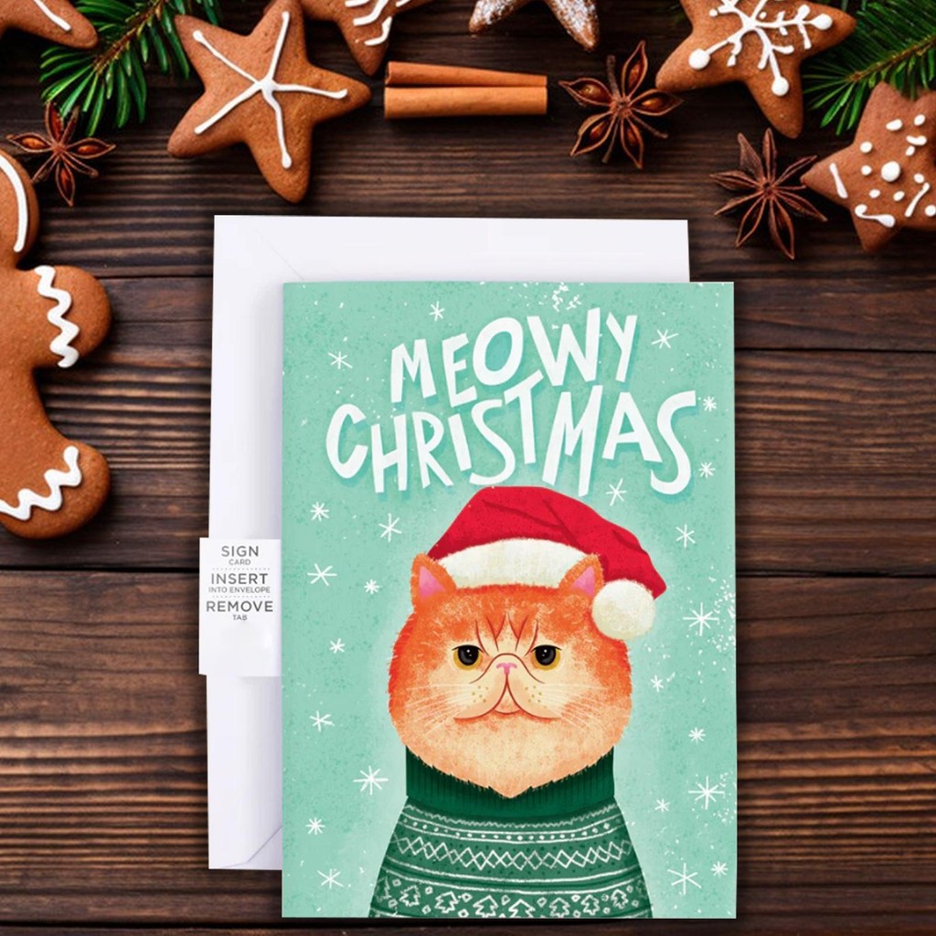 Endless Meowy Christmas Cards With Glitter Funny Christmas Cards with ...