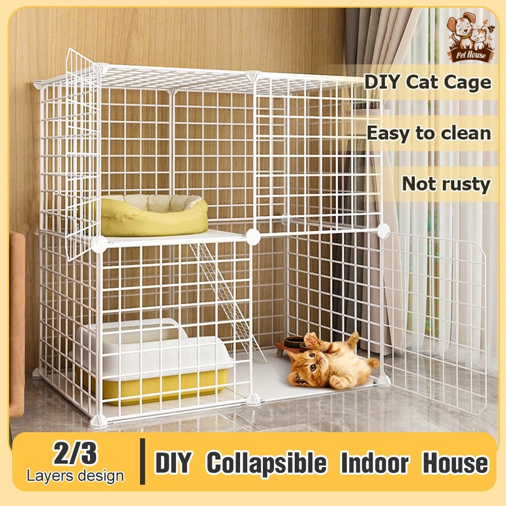 PH Foldable 3 layers Cat Cage Stackable Cage for Cat Villa Collapsible ...
