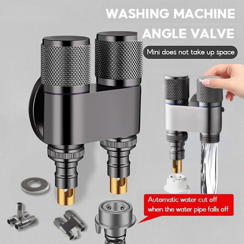 Double Outlet Angle Valve Home Washing Machine Tap One in Two Out ...