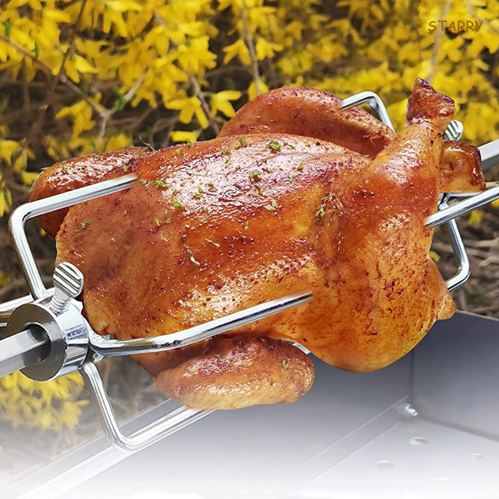 1Pc Stainless Steel Bbq Chicken Roaster - Electric Automatic Rotating 4 ...