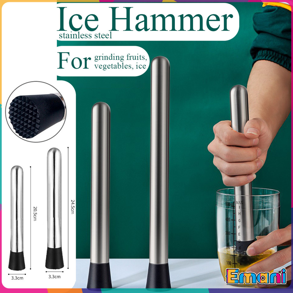 Em Stainless Steel Crushed Ice Hammer Cocktail Ice Cube Crusher Fruit ...