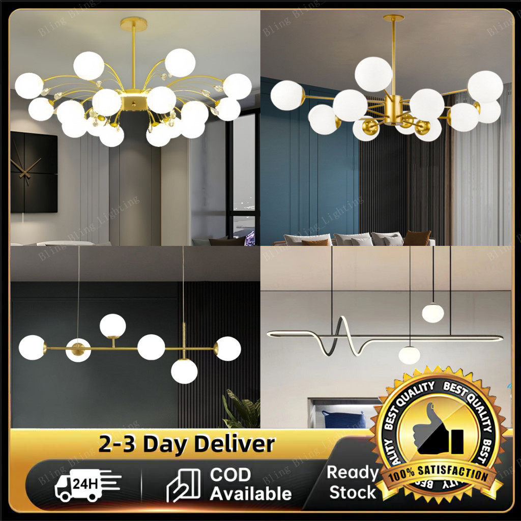 Nordic Chandelier Living Room Pendant Lamp Tri Color Ceiling Light Bar ...