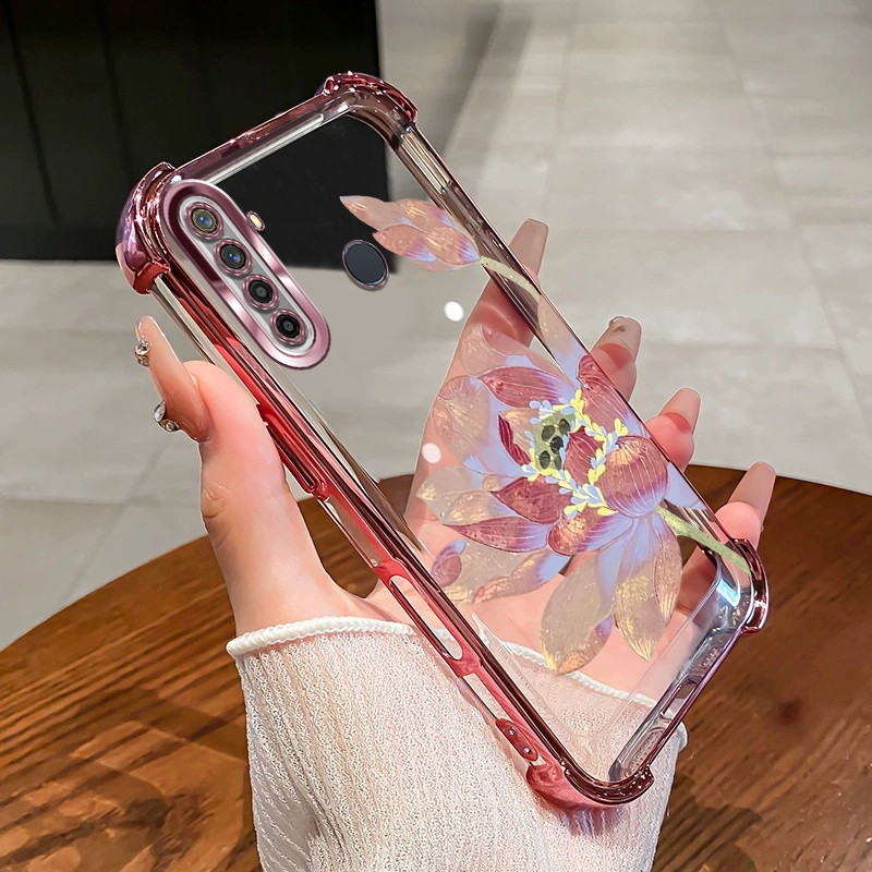 Shockproof 】Case For Realme 5 5i 5s C3 6i phone case 2025 golden lotus ...