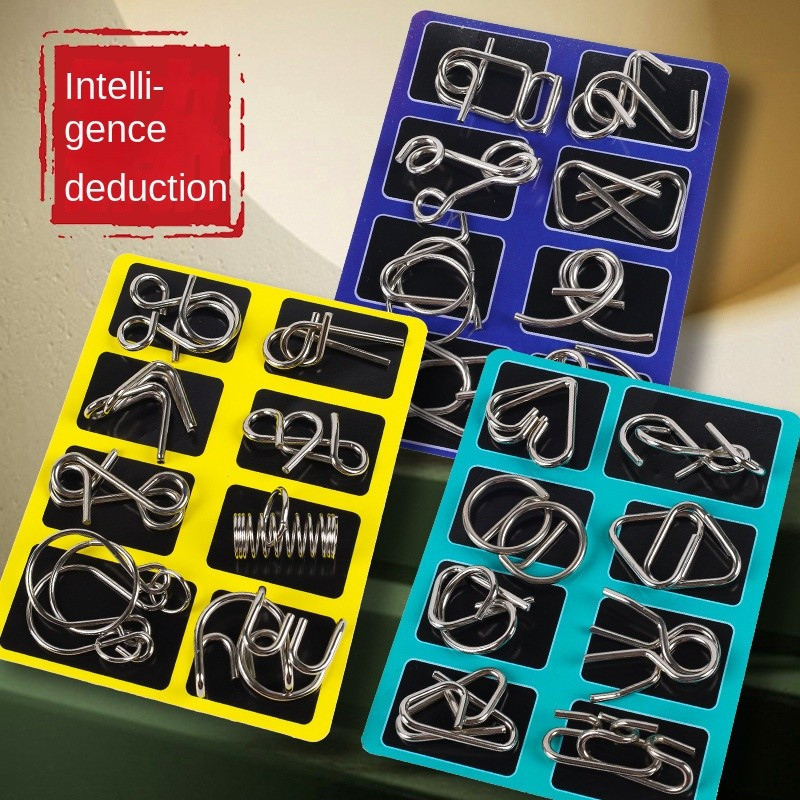 1/3 Block Metal Montessori Puzzle Line IQ Intelligence Brain Teaser ...