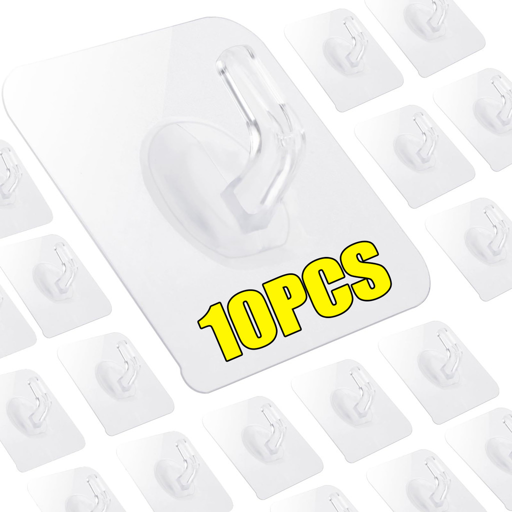 Waterproof Adhesive Hooks for Bathroom | Thick Transparent Wall Hangers ...