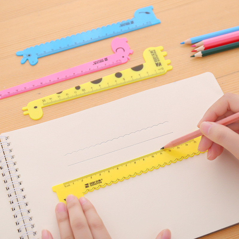 3PCS Cute Cartoon Giraffe Shaped Ruler Drawing Tool Student Office ...