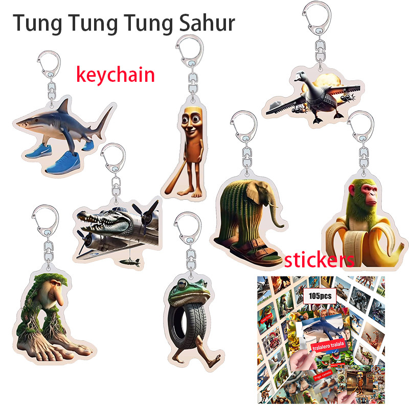 5CM Tung Tung Tung Sahur VS Bombardino Crocodilo Keychain Tralalero ...