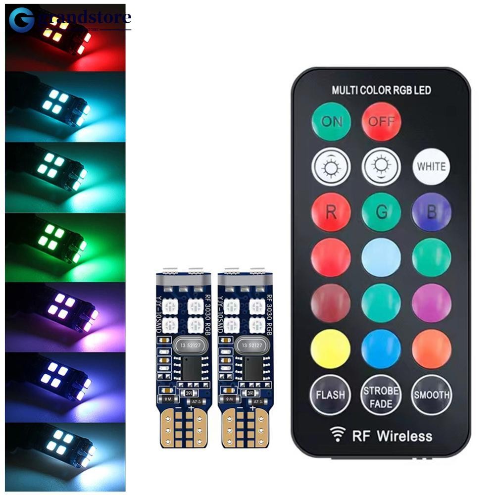 GRANDSTORE T10 W5W Cars RF Control RGB Leds DC 12V Reading LED Autos ...