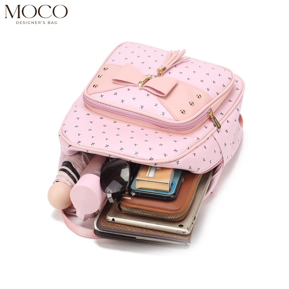 MOCO New Student Women's Leather Large Capacity Backpack Zipper Compartment M1463 | Shopee ...