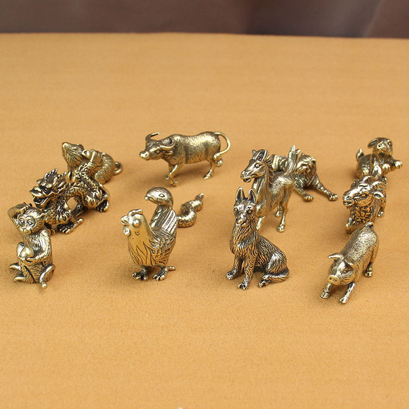 Brass Zodiac Ornaments Pure Copper Zodiac Rat Ox Tiger Rabbit Dragon ...