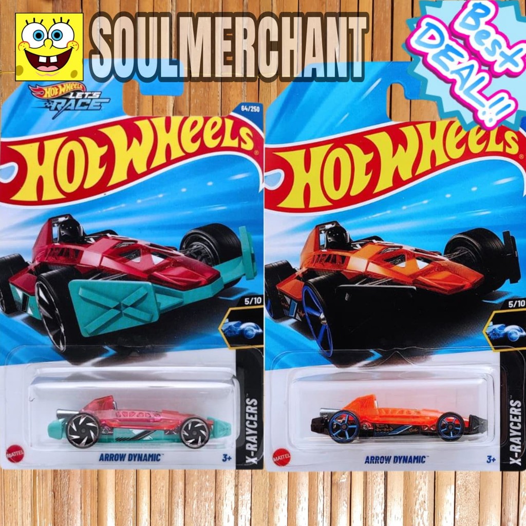 MERAH Hot Wheels Arrow Dynamic Red Orange X-Raycers Diecast Race Car ...