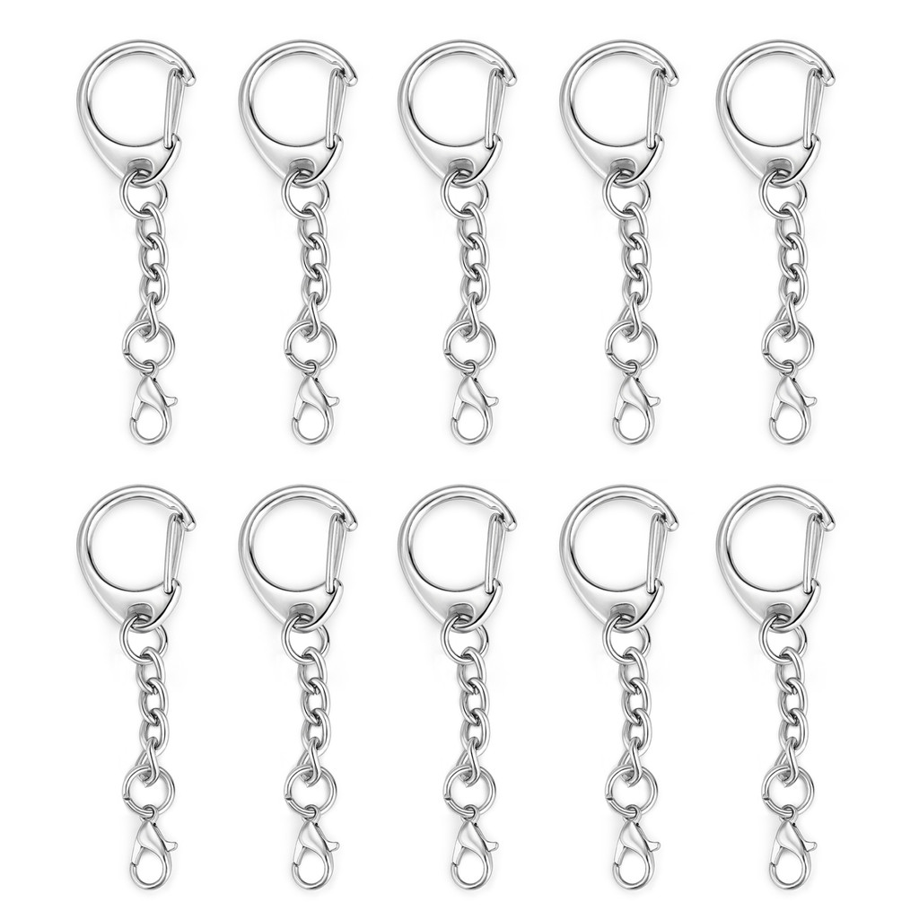5/10pcs Lobster Clasp Key Ring 45-60mm Chain C shape Clasps Connector ...