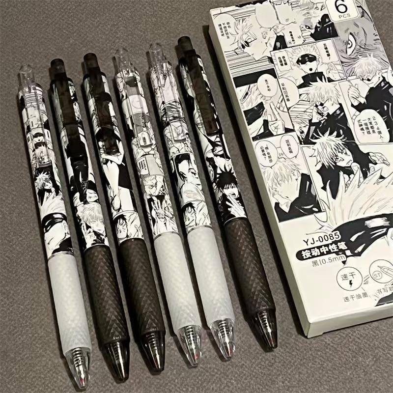 6Pieces Anime Jujutsu Kaisen Gel Pen Cute Manga Gojou Satoru Itadori ...
