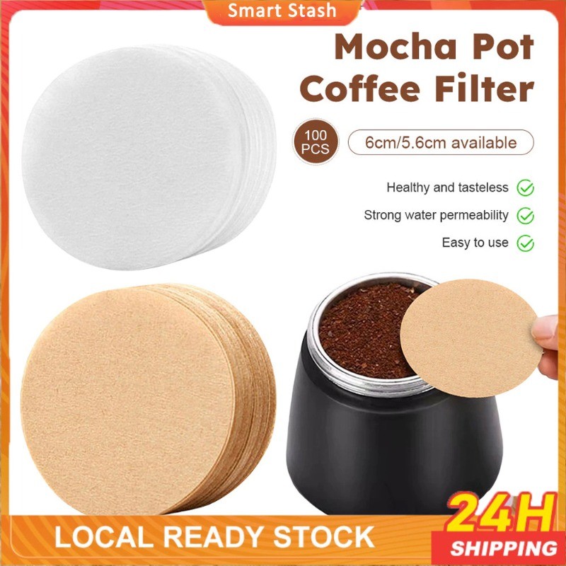 100Pcs Moka Pot Coffee Filter Paper 56/60mm Wooded Round Paper For Home ...
