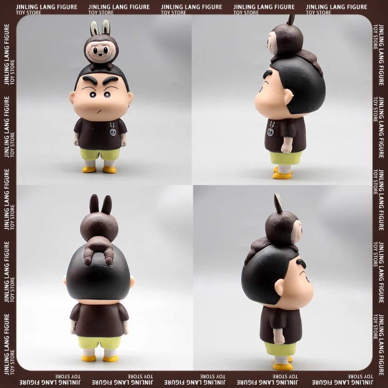 Crayon Shin-Chan Labubu Trendy 14cm Desktop Kawaii Collectible Model ...