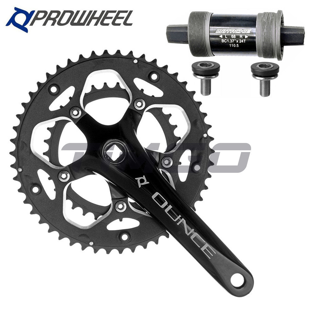 Prowheel Ounce Road Bike Folding Bike 2×7/8/9 Speed Crankset 50-34T Square Taper 2-Piece ...