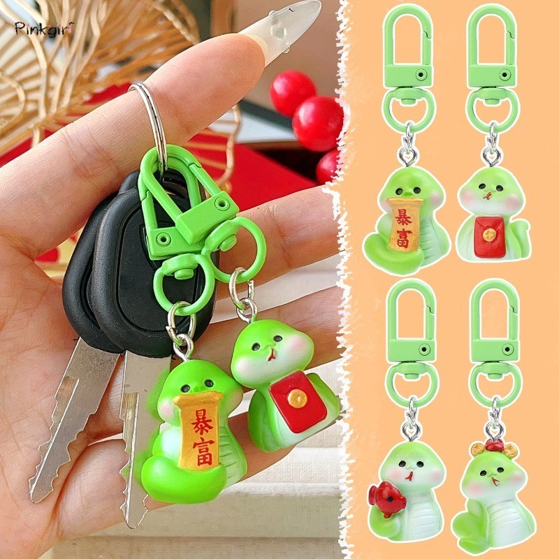 Cartoon Cute Zodiac Snake Doll Lucky Keychain Bag Charms Backpack ...