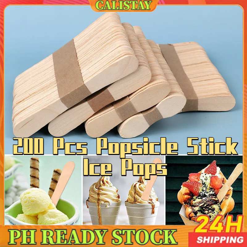 200Pcs Popsicle Stick Ice Pops Sticks Ice Cream Sticks Arts & Crafts ...
