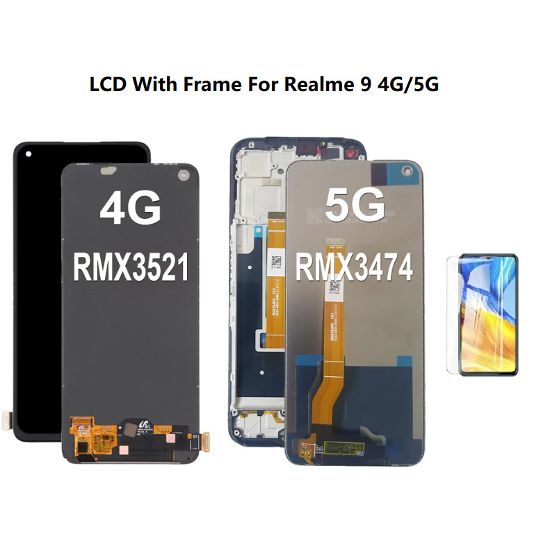 For REALME 9 4G/5G RMX3521 RMX3474 LCD Display With Frame Touch Screen ...