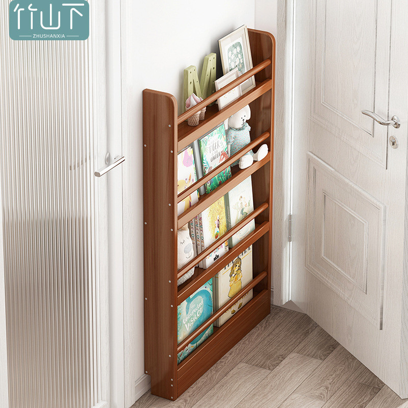 Behind the Door Bookshelf Floor Storage Rack Solid Wood Narrow Gap ...