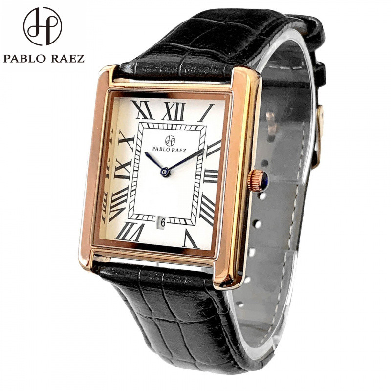 PABLO RAEZ Brand Fashion Men's and Women's Belts Watch Square Dial ...