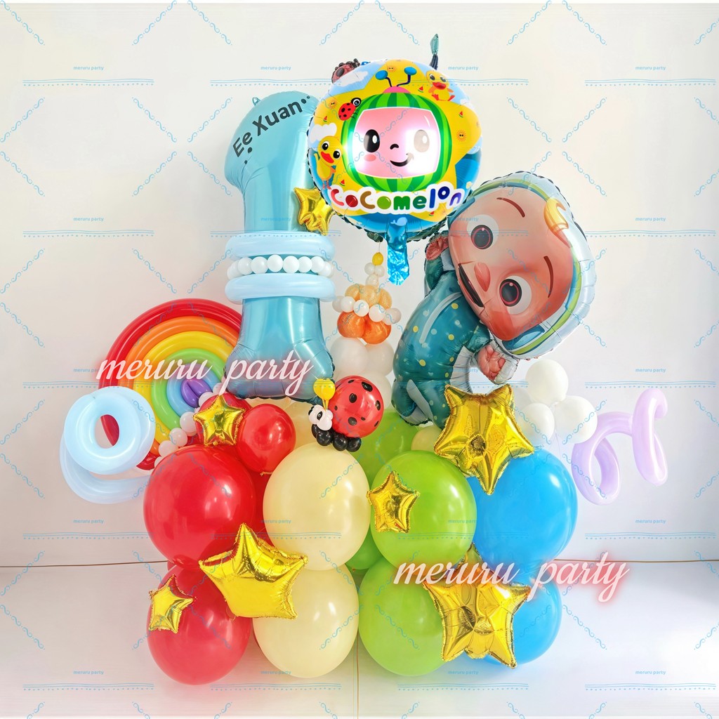 Cocomelon Watermelon Boy Jojo Baby Rainbow Colorful Latex Balloon Set ...
