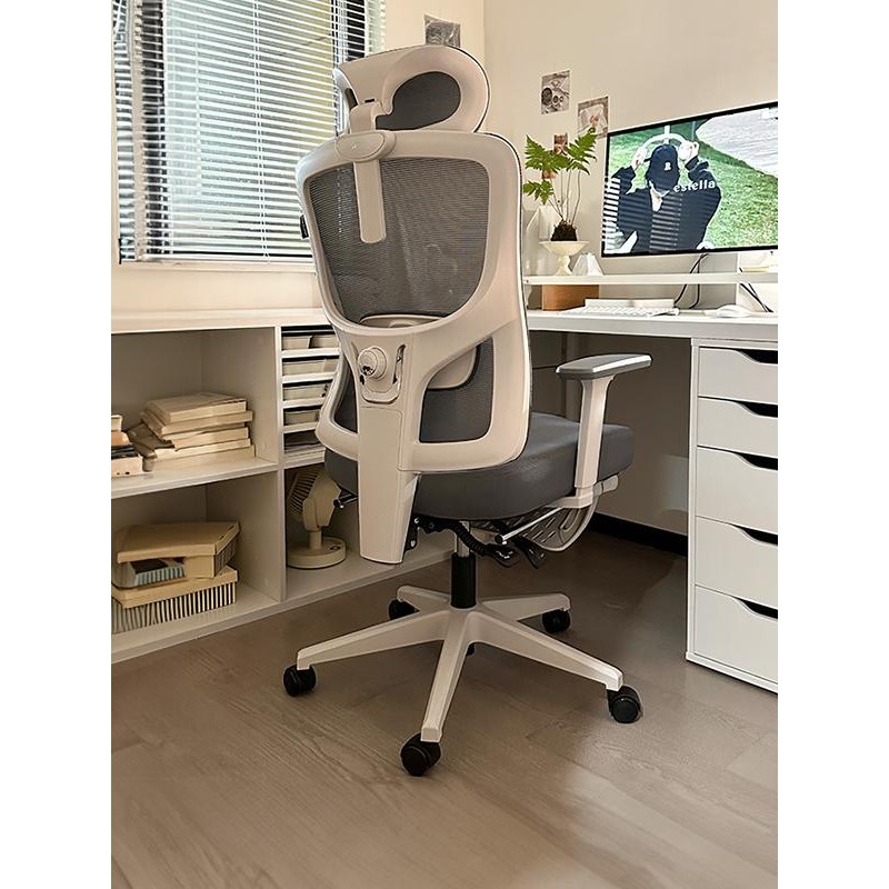Black and White Ergonomic Computer Chair Comfortable Waist Support ...