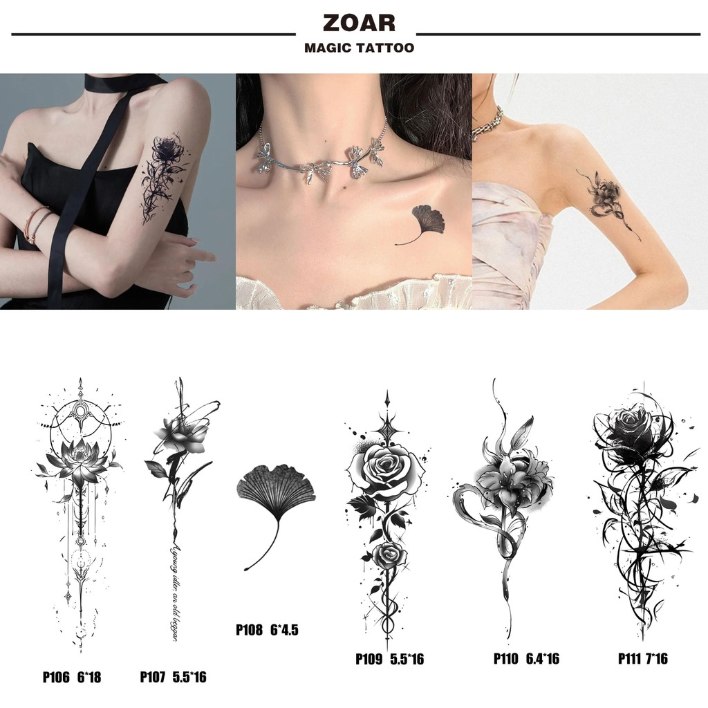 Pagpapadala mula Bulacan Temporary tattoo sticker ZOAR-33【bulaklak】Long ...
