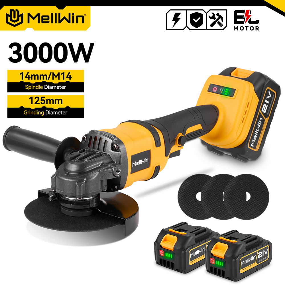 MELLWIN 125MM Brushless Electric Angle Grinder M14 Cordless Polisher ...