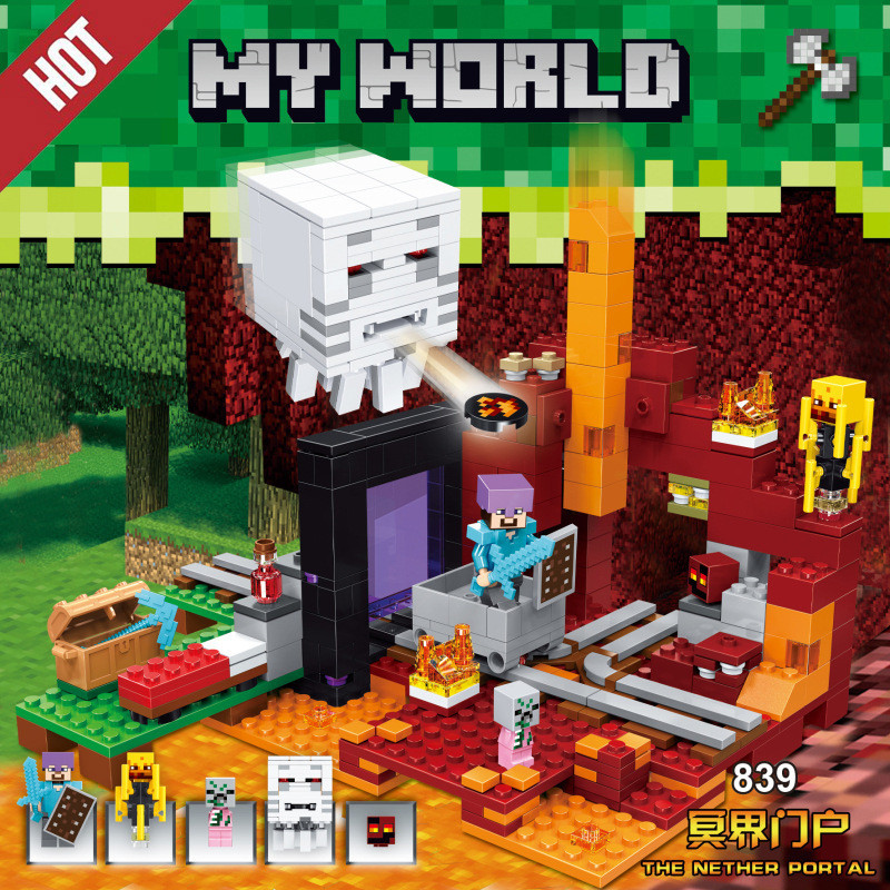 Minecraft Series Building Blocks Nether Portal Farm Village House ...