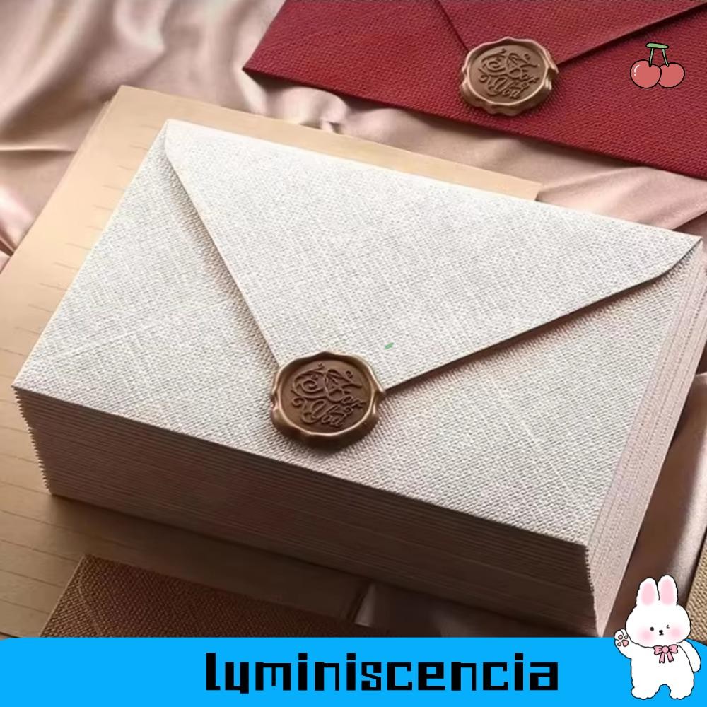 LUMINISCENCIA 3pcs Linen Envelope Letter Set, Chinese Style Cowhide ...