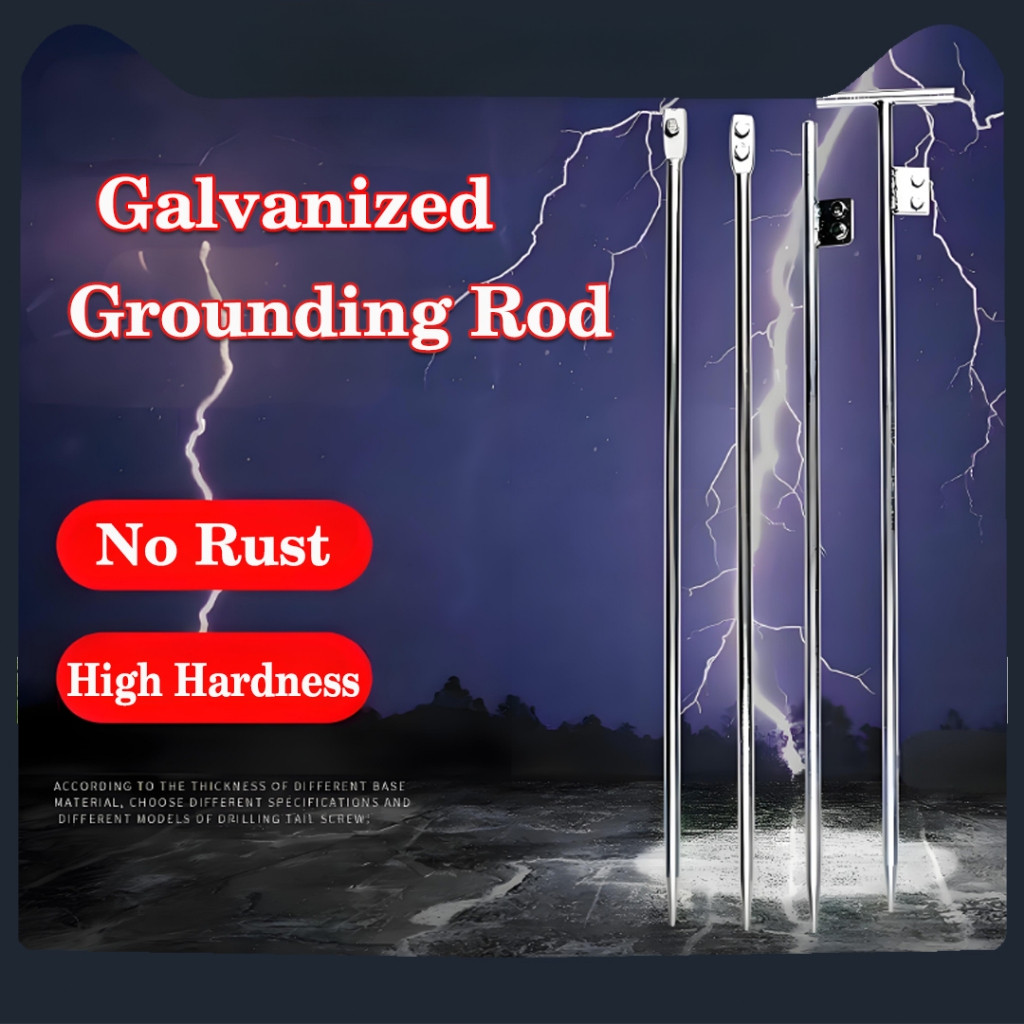 silvery Grounding Rod Grounding Electrode Iron Made Galvanized Earthing ...