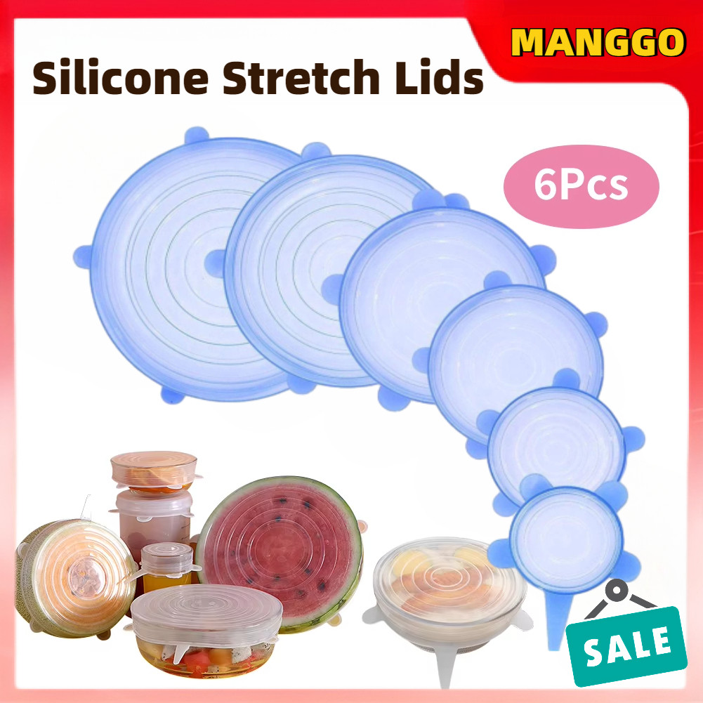 6PCS Silicone Stretch Durable Expandable Food Fruit Cover Reusable ...