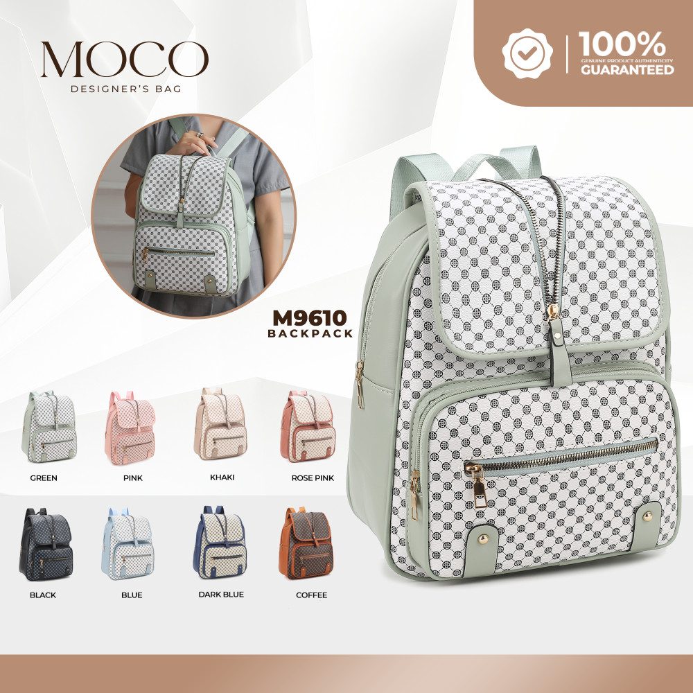 MOCO New Simple Schoolbag Large Capacity Student Leather Zipper Backpack M9610 | Shopee Philippines