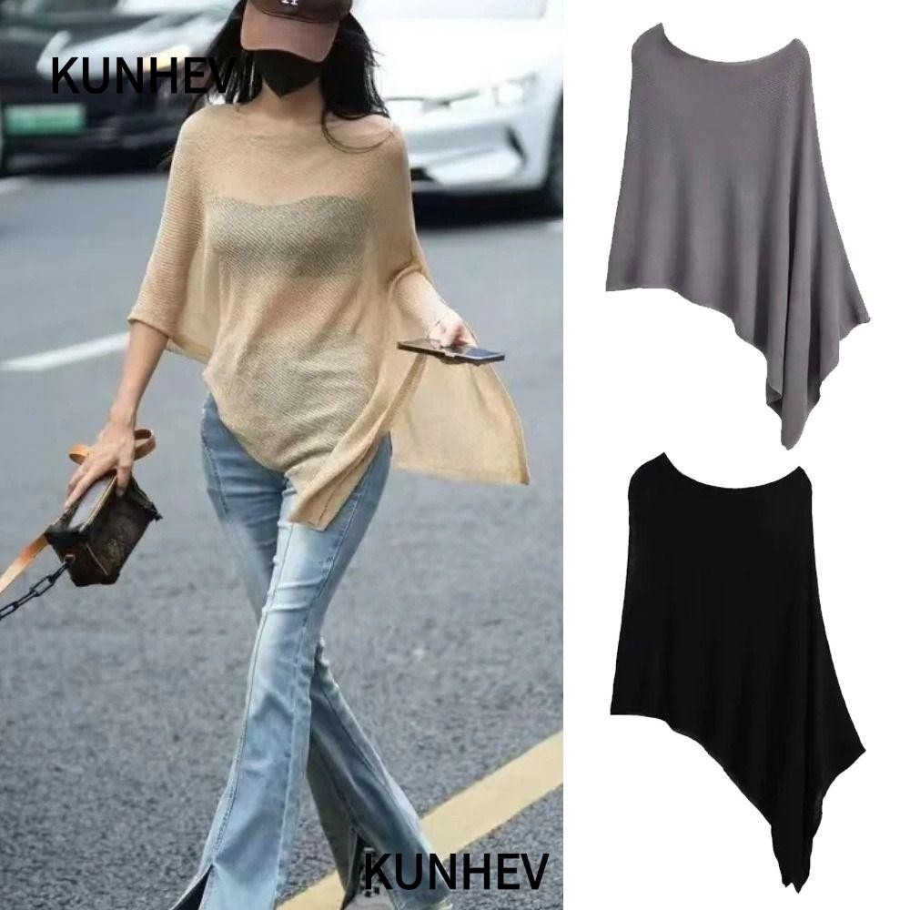 KUNHEV Sun Protection Shawls, Loose Gifts Irregular Cape Shawl, Ice ...