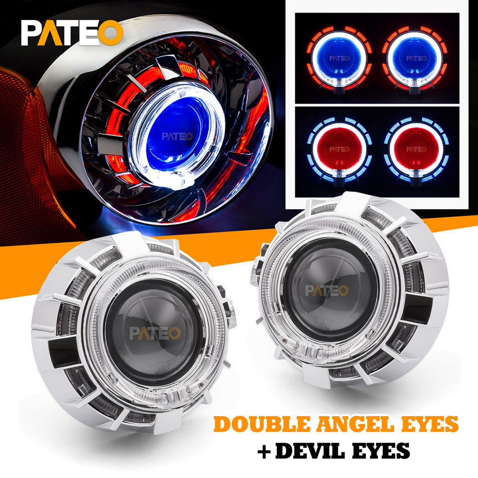 2.5-inch Bi-xenon Lenses Double Angel Eyes For H4 H7 Car Projector ...