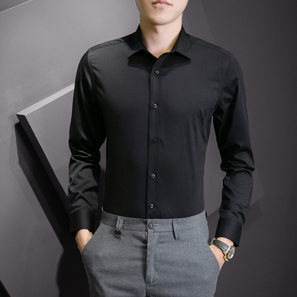 OTAKU Polo Shirt For Men Long Sleeve Office Plain Shirts M-3xl Formal ...