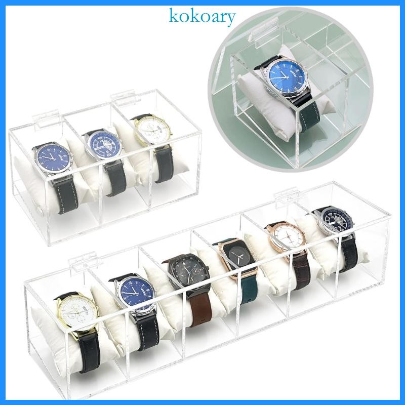 KOK Acrylic Watch Box with Multiple Compartments Transparent Watches ...