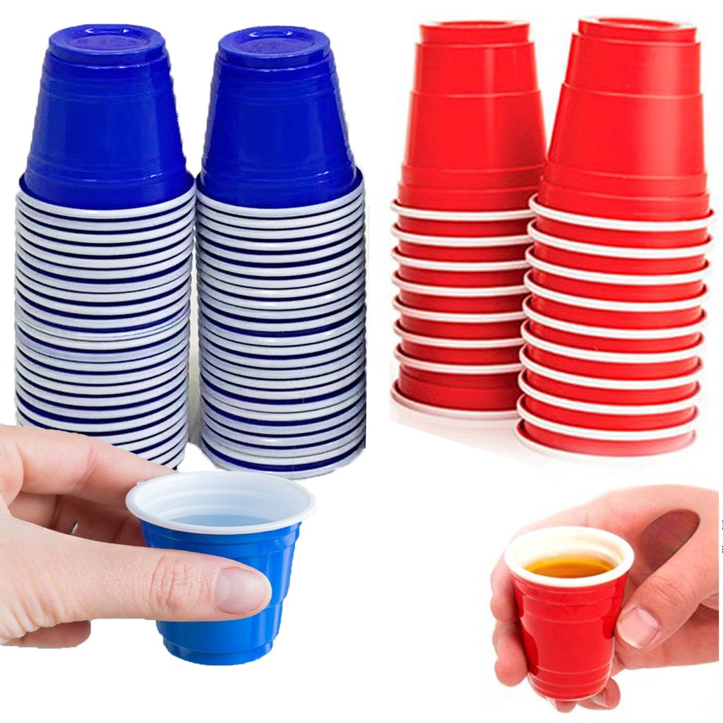 50pcs Beer Pong Cups American Red Blue Cups Shot Glass Family Dinner ...