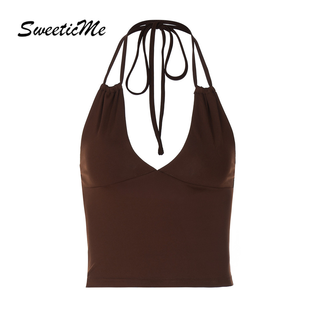 SweeticMe Women's New Fashion Deep V-neck Sexy Backless All Match ...