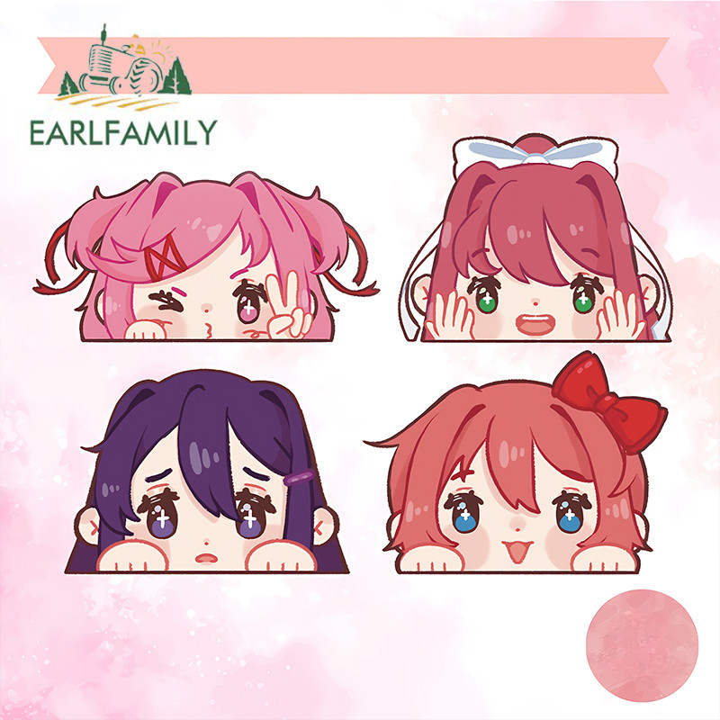 EARLFAMILY 13cm Natsuki Sayori Monika Yuri Peeker Car Stickers Chibi ...