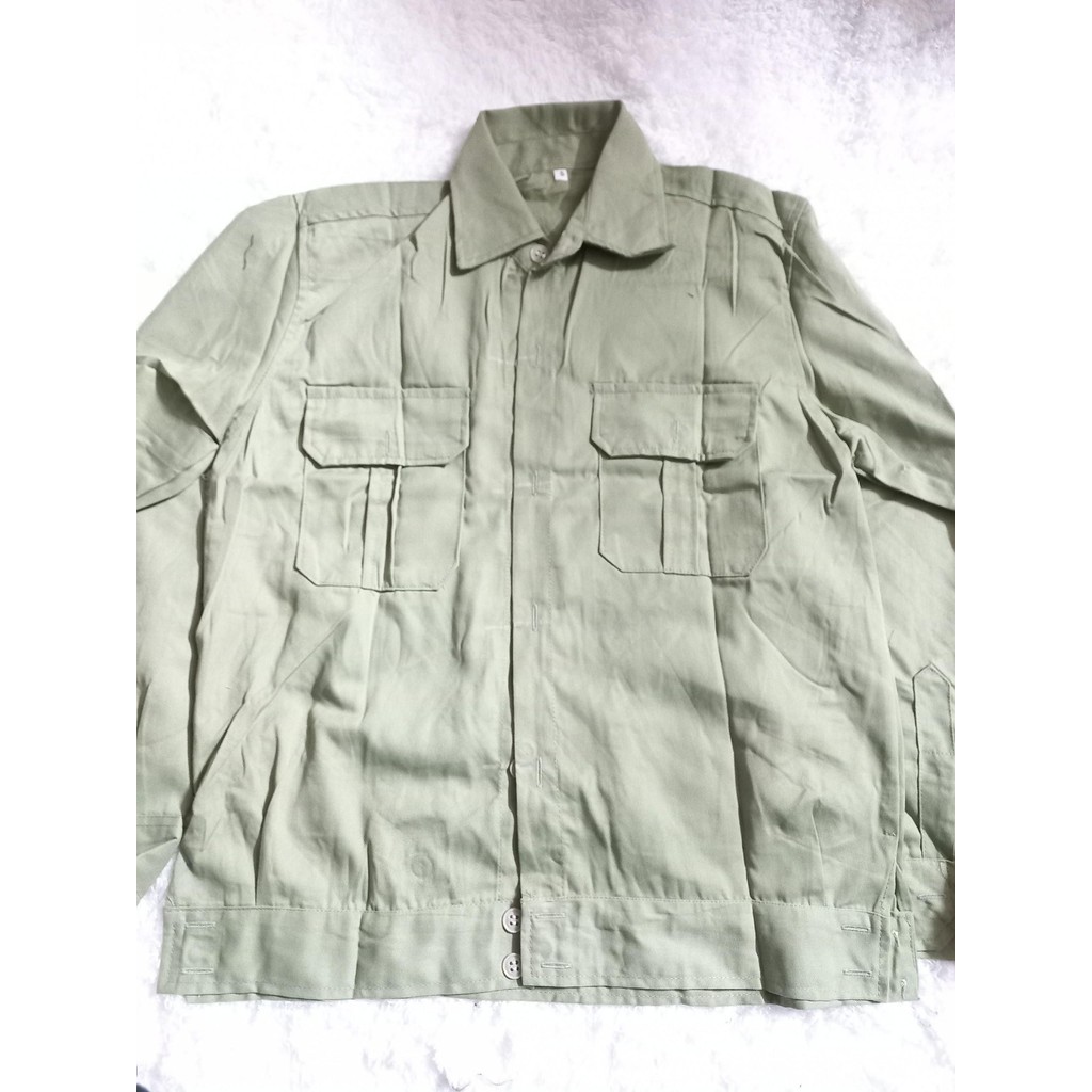 KAKI FABRIC WORK PROTECTIVE SHIRT TYPE 1 (GREEN COLOR) | Shopee Philippines