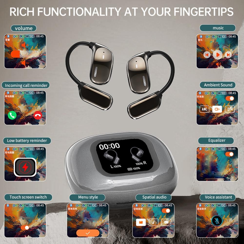 2024 Open Screen Bluetooth Earphones Multi functional Bluetooth 5.4 Ear ...