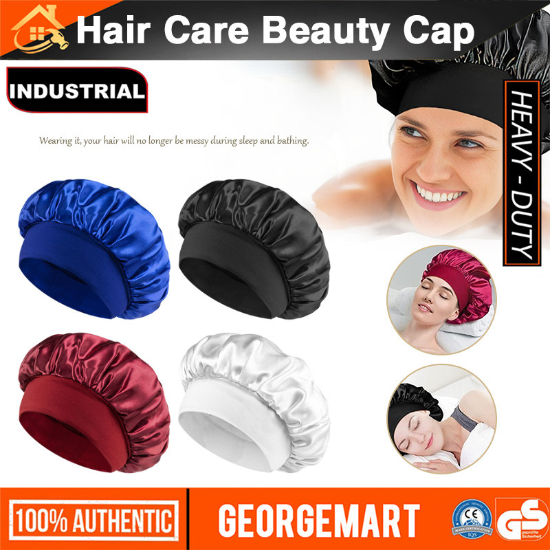 Women's Satin Wide-brimmed Sleeping Hat Night Sleep Cap Hair Care ...