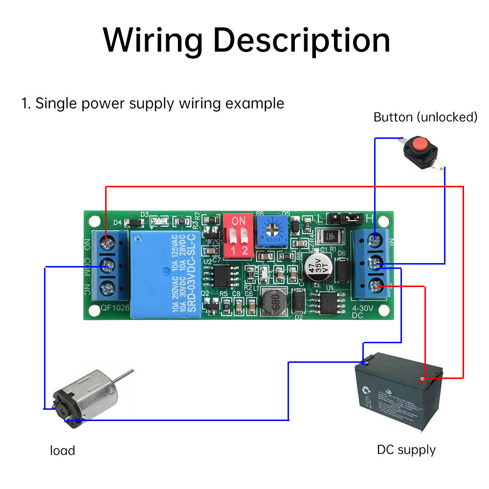 DIYMORE DC 4-30V Wide Voltage 1 Way Monostable Time Delay Relay Module ...