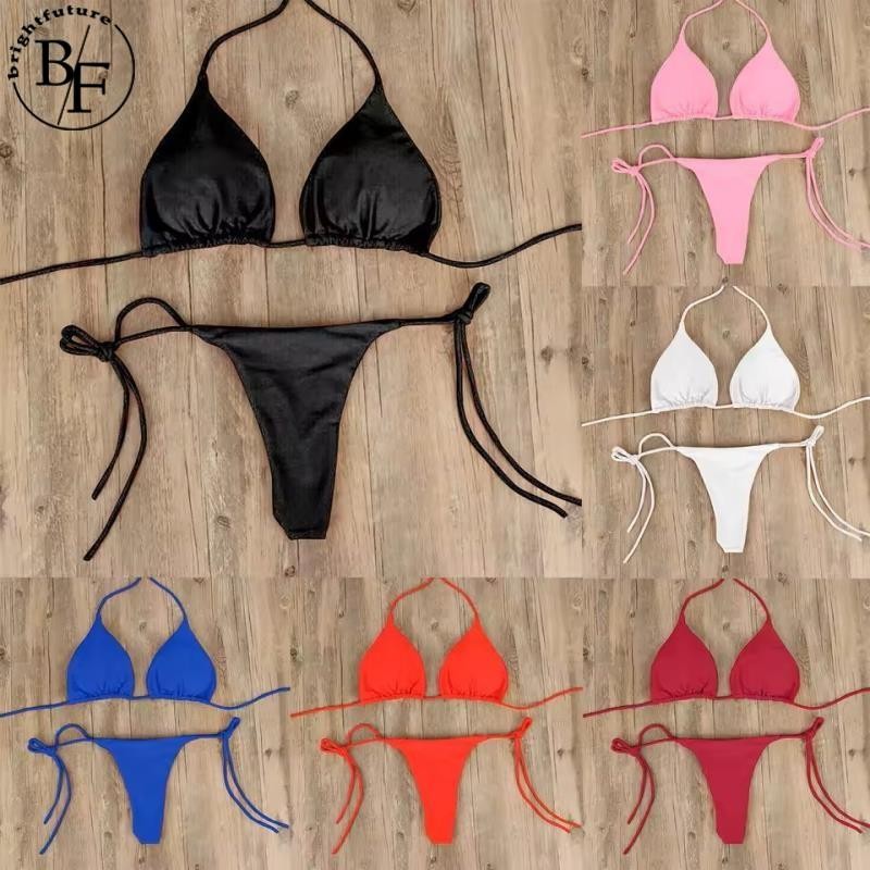 Women Sexy Bikini Sets Tie Side G-String Thong Swimsuit Female Bandage ...