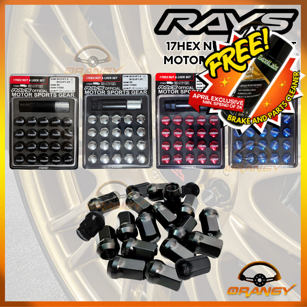 RAYS Official 17mm Hex Lugnuts and Lock 12 x 1.5mm 20pcs Lug Nut ( Car ...